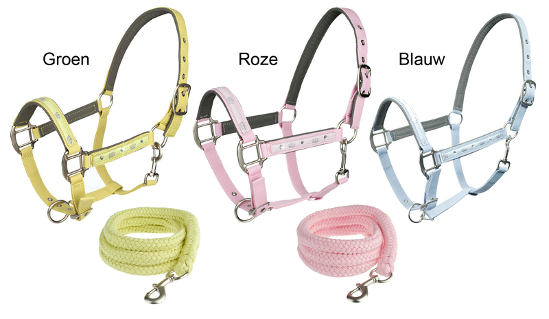 Pony halster met diamanten en bijpassend touw | Bokt.nl
